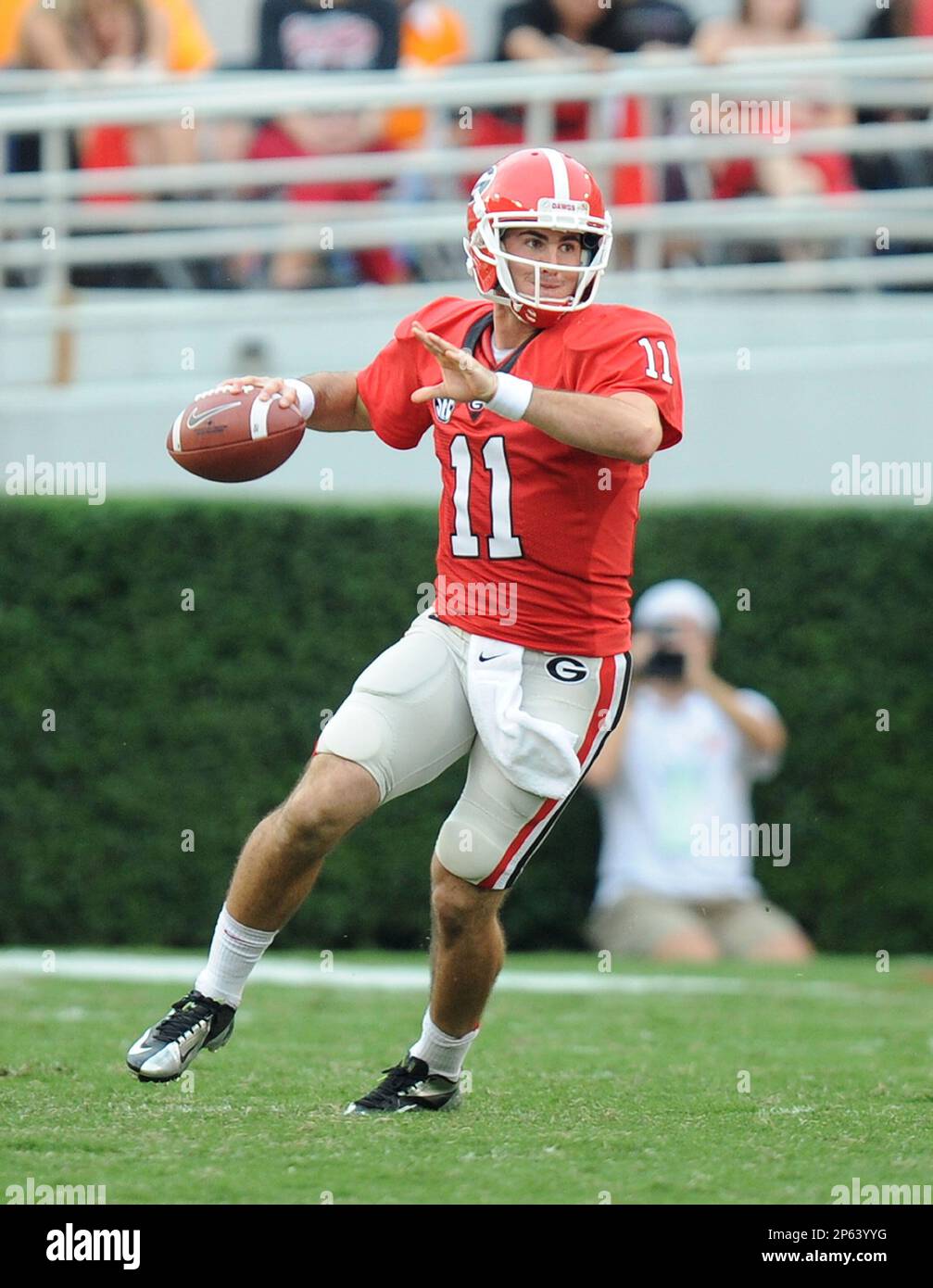Georgia Bulldogs Aaron Murray (11) in action during a game against the ...