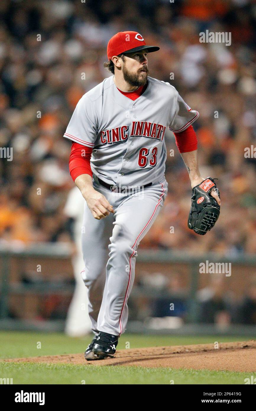 Cincinnati Reds relief pitcher Sam LeCure (63) on the mound during an ...