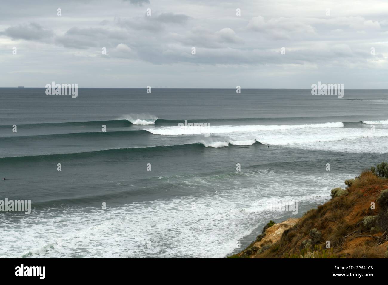 Clean waves line up across the reef at Steps break near Jan Juc Near ...