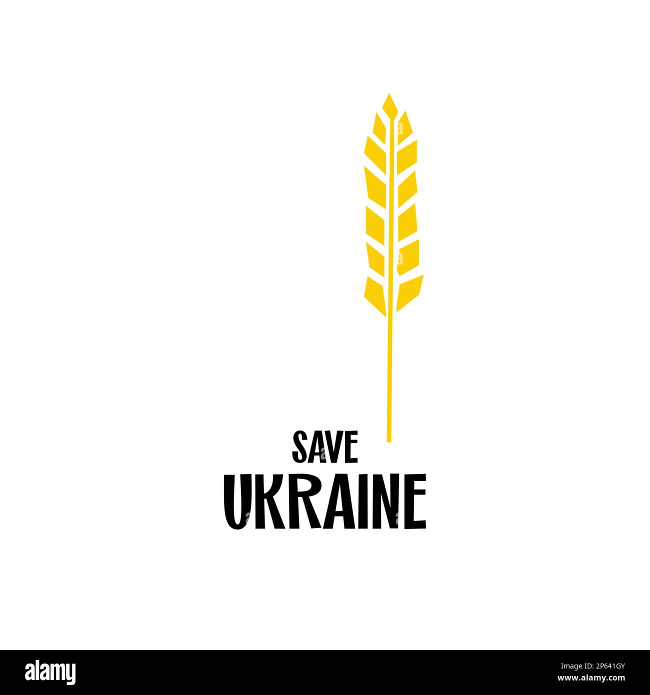Save Ukraine symbol stylized illustration spikelet of wheat yellow color in cutting style ...