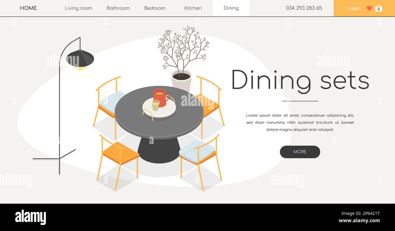 Dining sets - line design style isometric web banner Stock Vector Image ...
