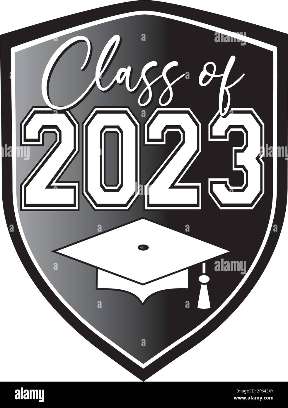 Class of 2023 Shield Logo Black and White Crest Stock Vector Image ...