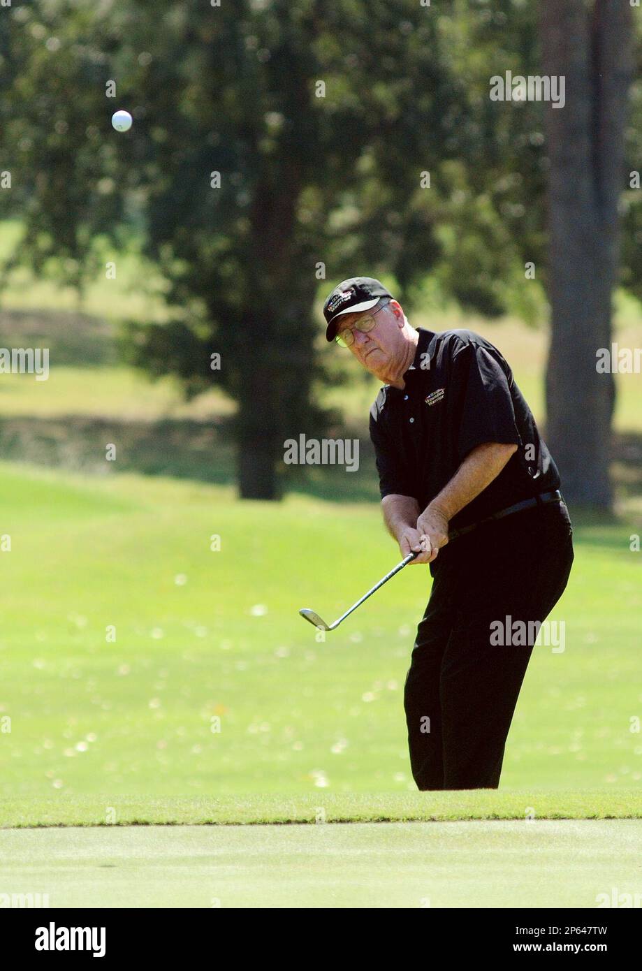 Golf professional Jack Goetz of Longview chips the ball onto the ...