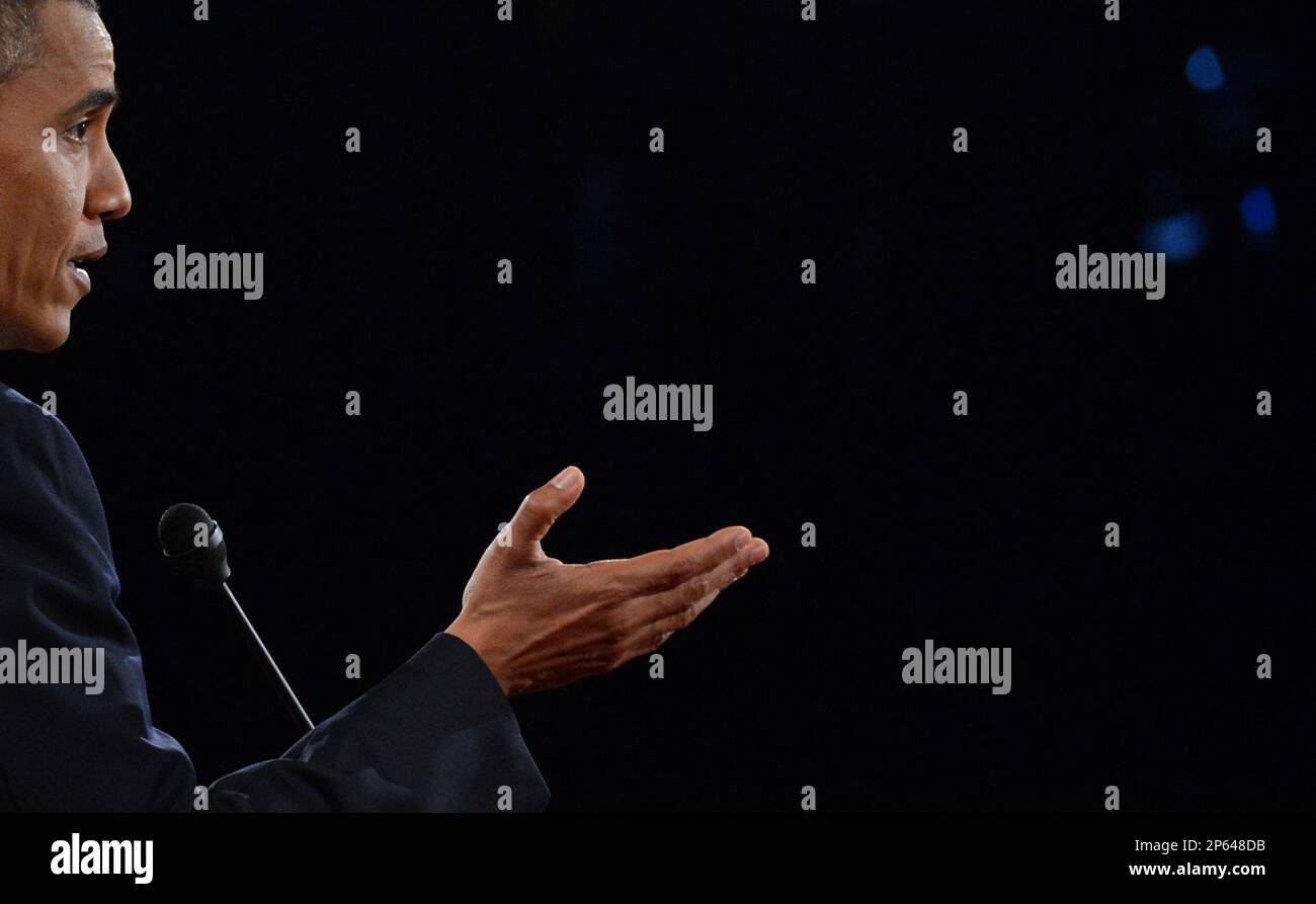 President Barack Obama gestures during the first presidential debate at ...