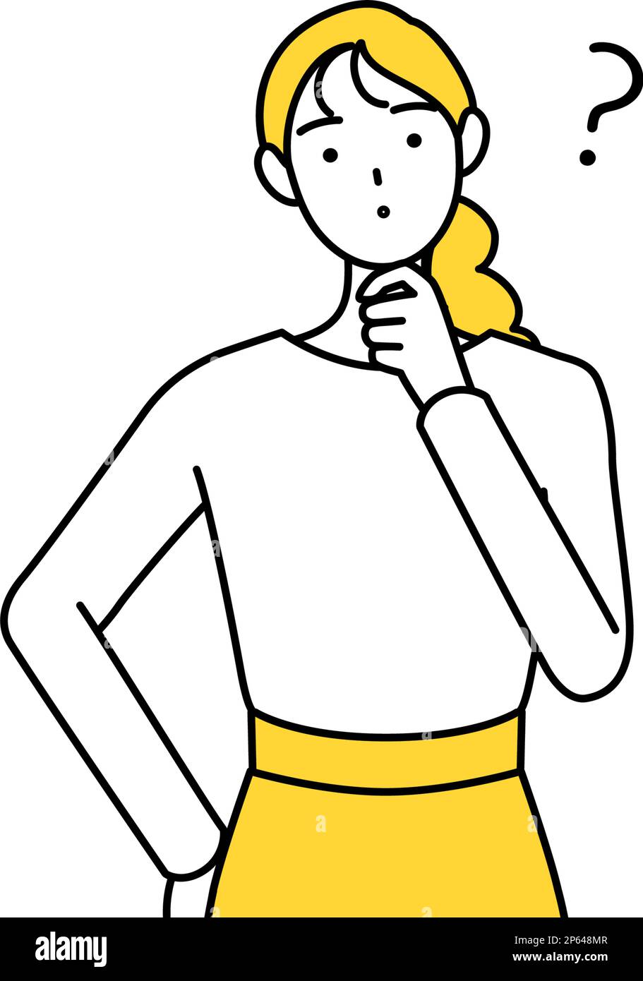 A casually dressed young woman with questions, Vector Illustration ...