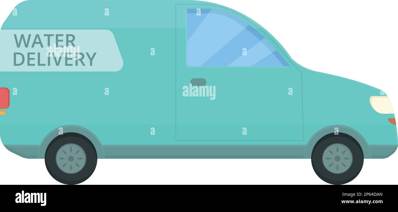 Water delivery van icon cartoon vector. Service truck. Plastic door ...