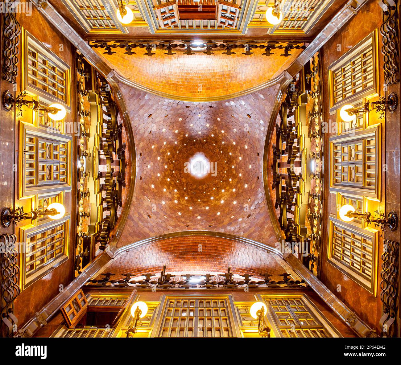 Dome that covers the main hall, Palau Güell, 1890, by Antoni Gaudi ...