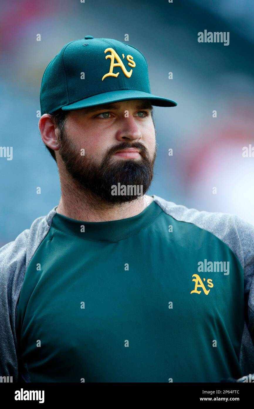 Derek Norris #36 of the Oakland Athletics before a game against the Los ...