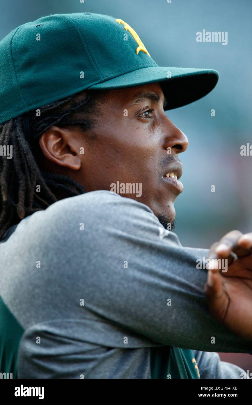 Jemile Weeks #19 of the Oakland Athletics before a game against the Los ...
