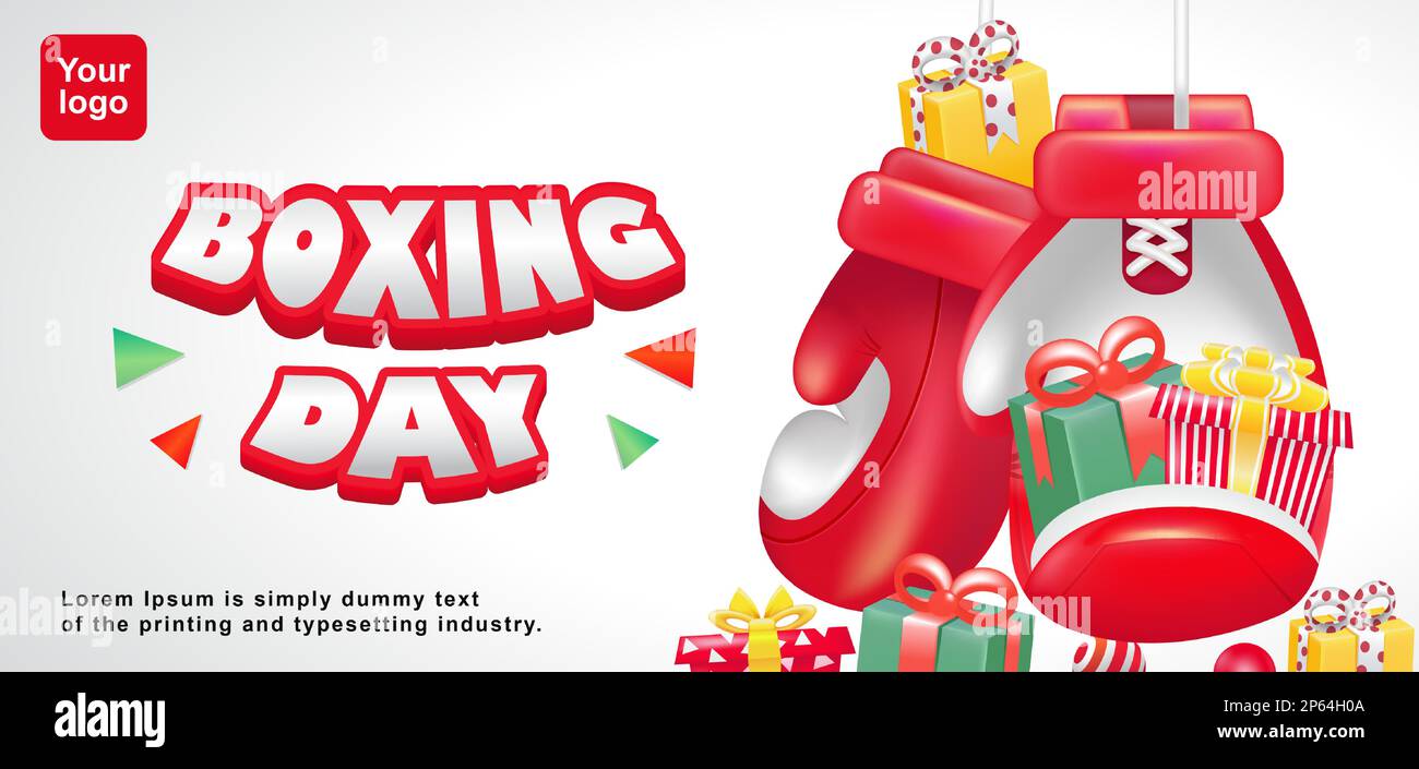 Boxing Day, 3d illustration of a pair of boxing gloves holding a gift ...