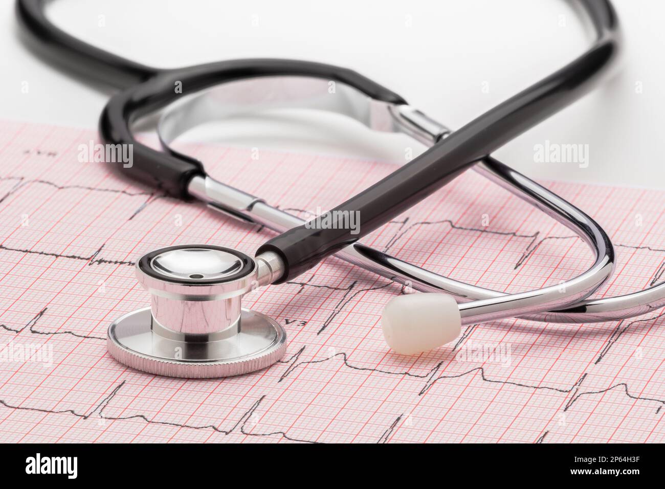 Stethoscope resting on ecg chart readout Stock Photo - Alamy