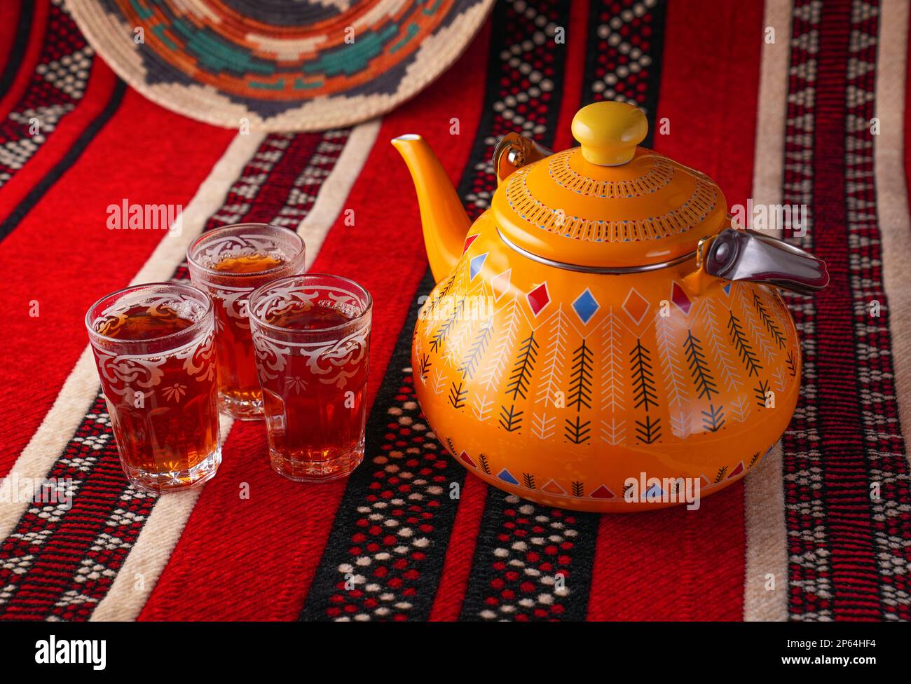 Iconic Arabian fabric is graced with symbols of Arabia, in particular ...