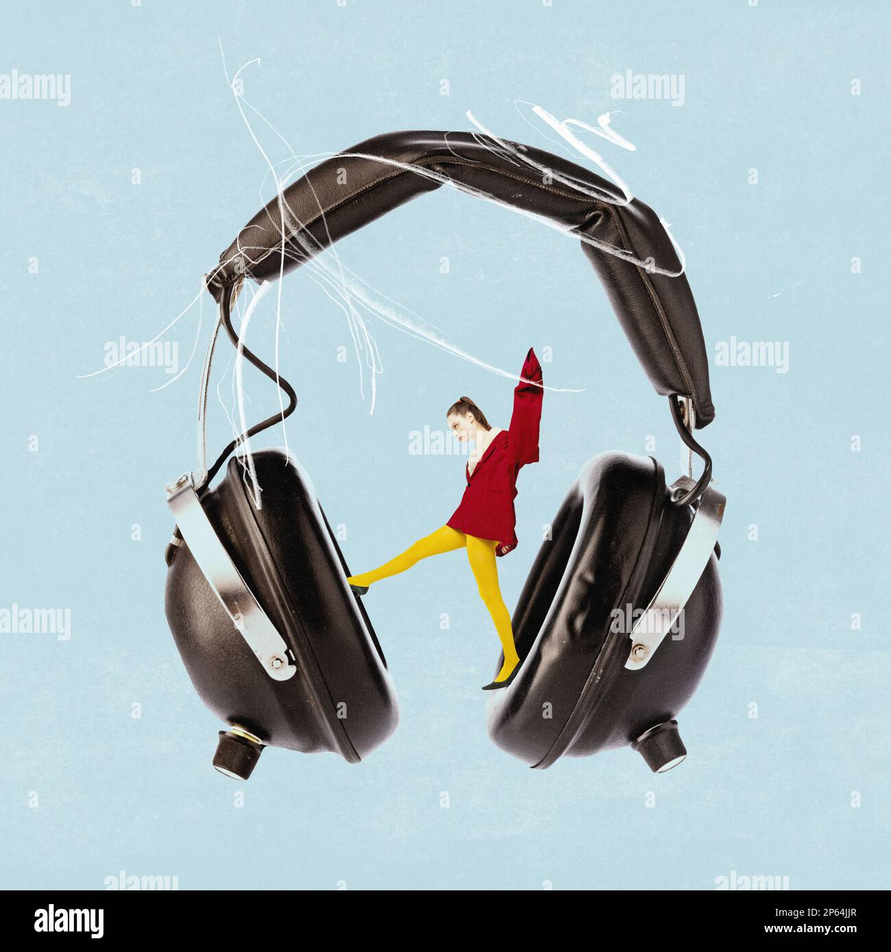 Contemporary art collage, modern surreal design of young woman ...