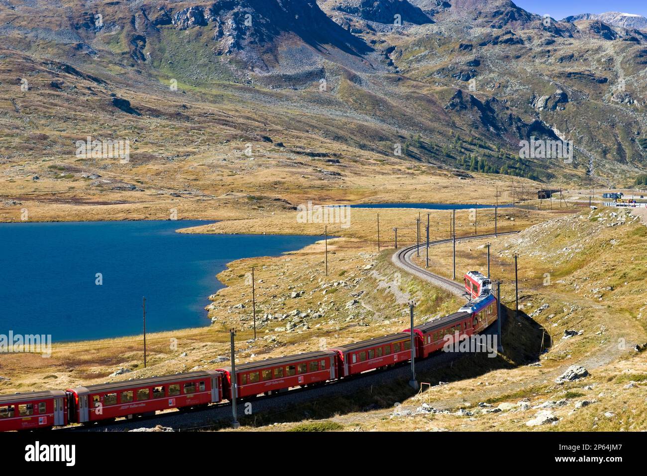 Bernina express train, Bernina pass, Switzerland Stock Photo - Alamy