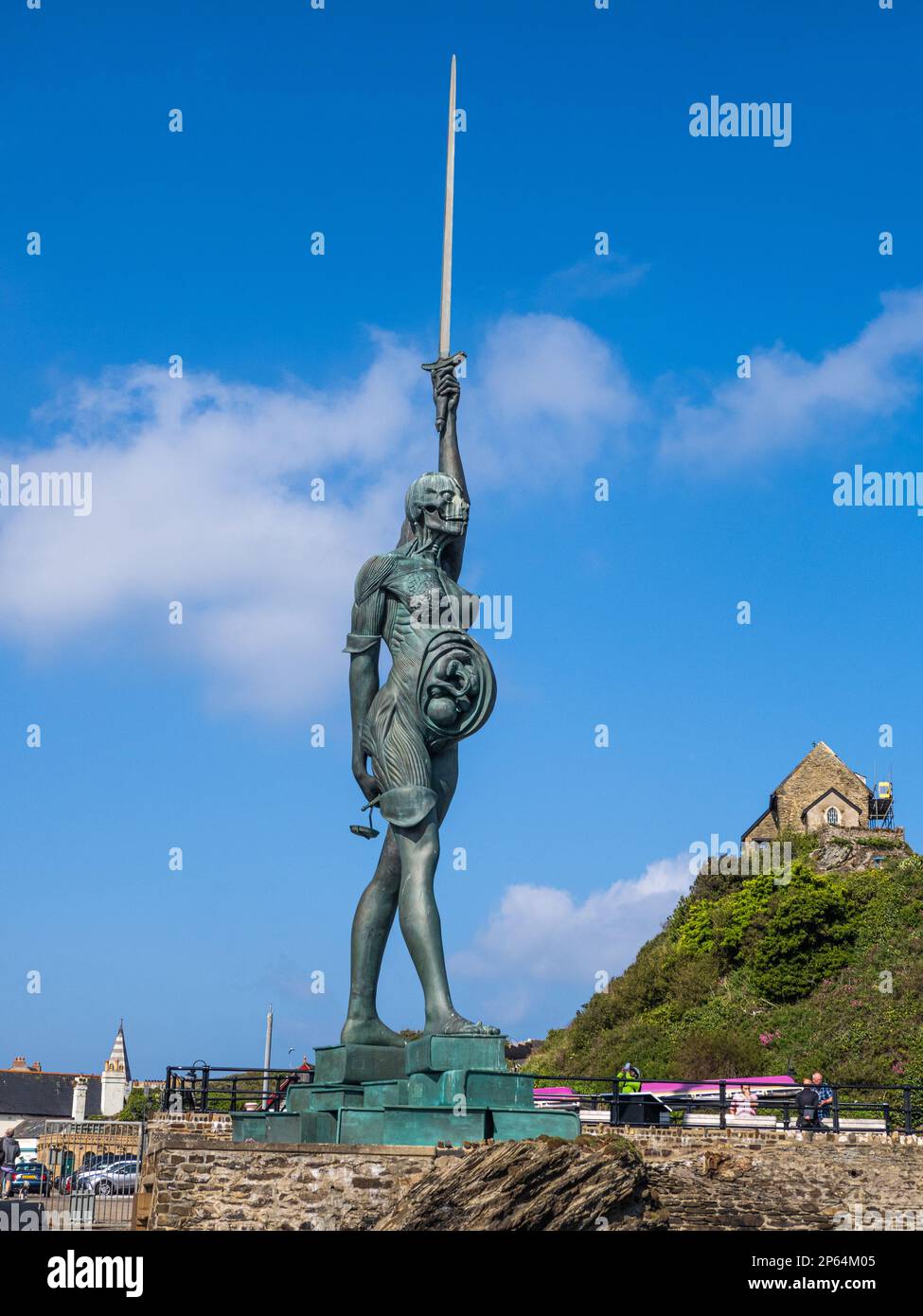 Statue Verity by Damien Hurst made of steel and bronze on the pier ...