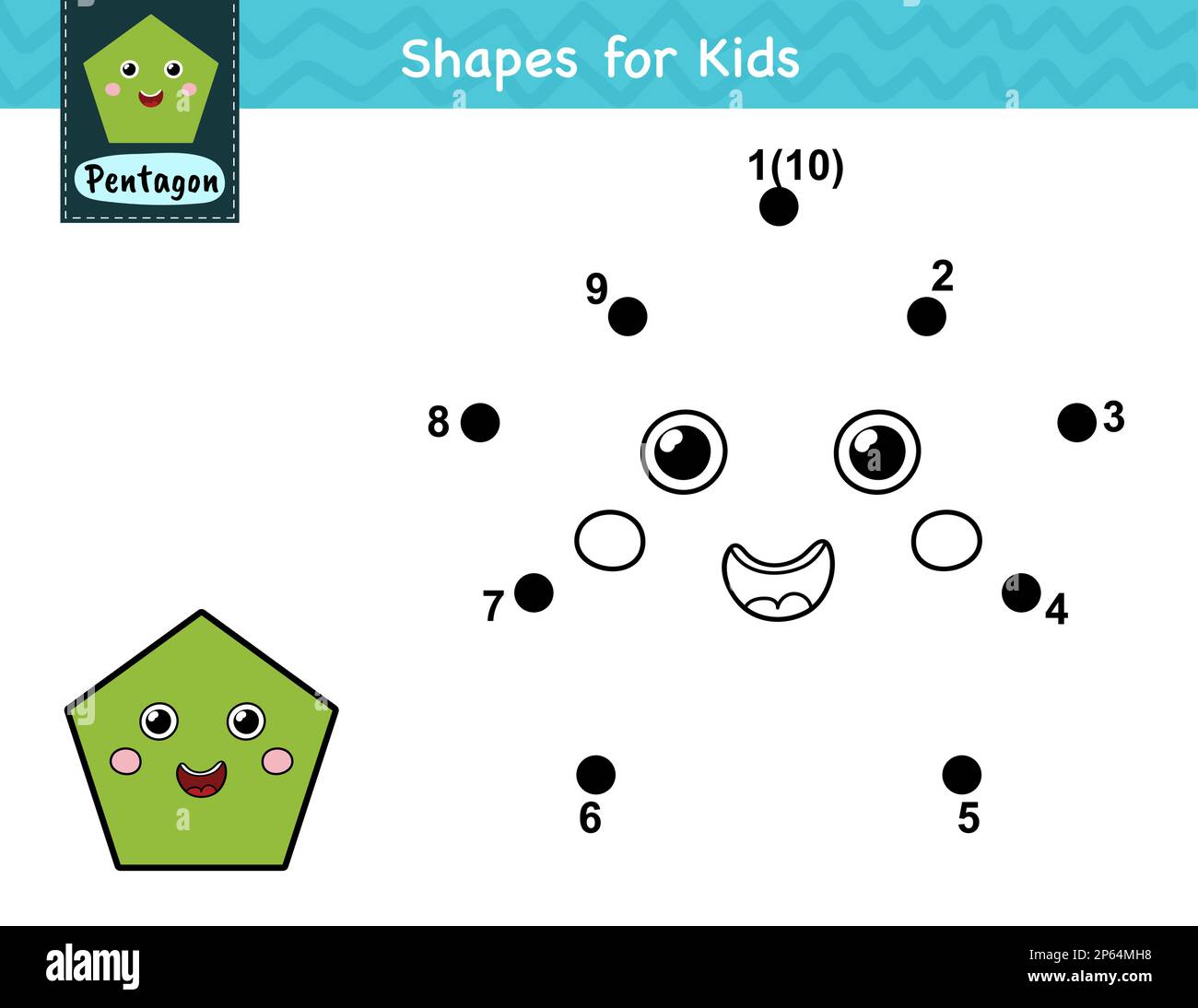 Connect the dots and draw a cute pentagon. Dot to dot number game for ...