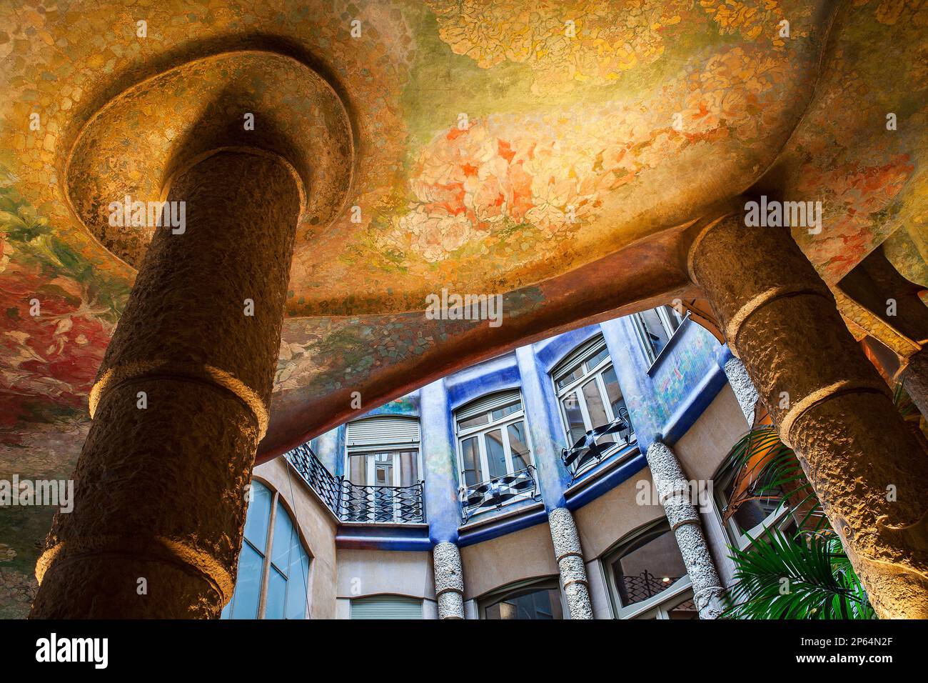 Architectural detail of inner courtyard, Casa Mila, La Pedrera ...