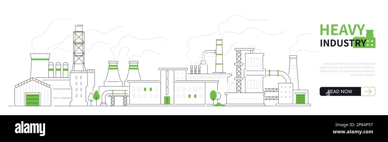Heavy industry - modern thin line design style vector banner Stock ...
