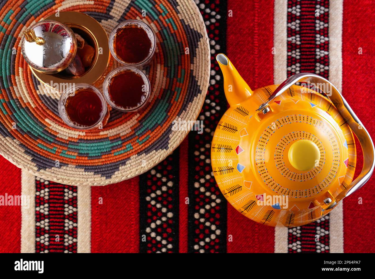 Iconic Arabian fabric is graced with symbols of Arabia, in particular ...