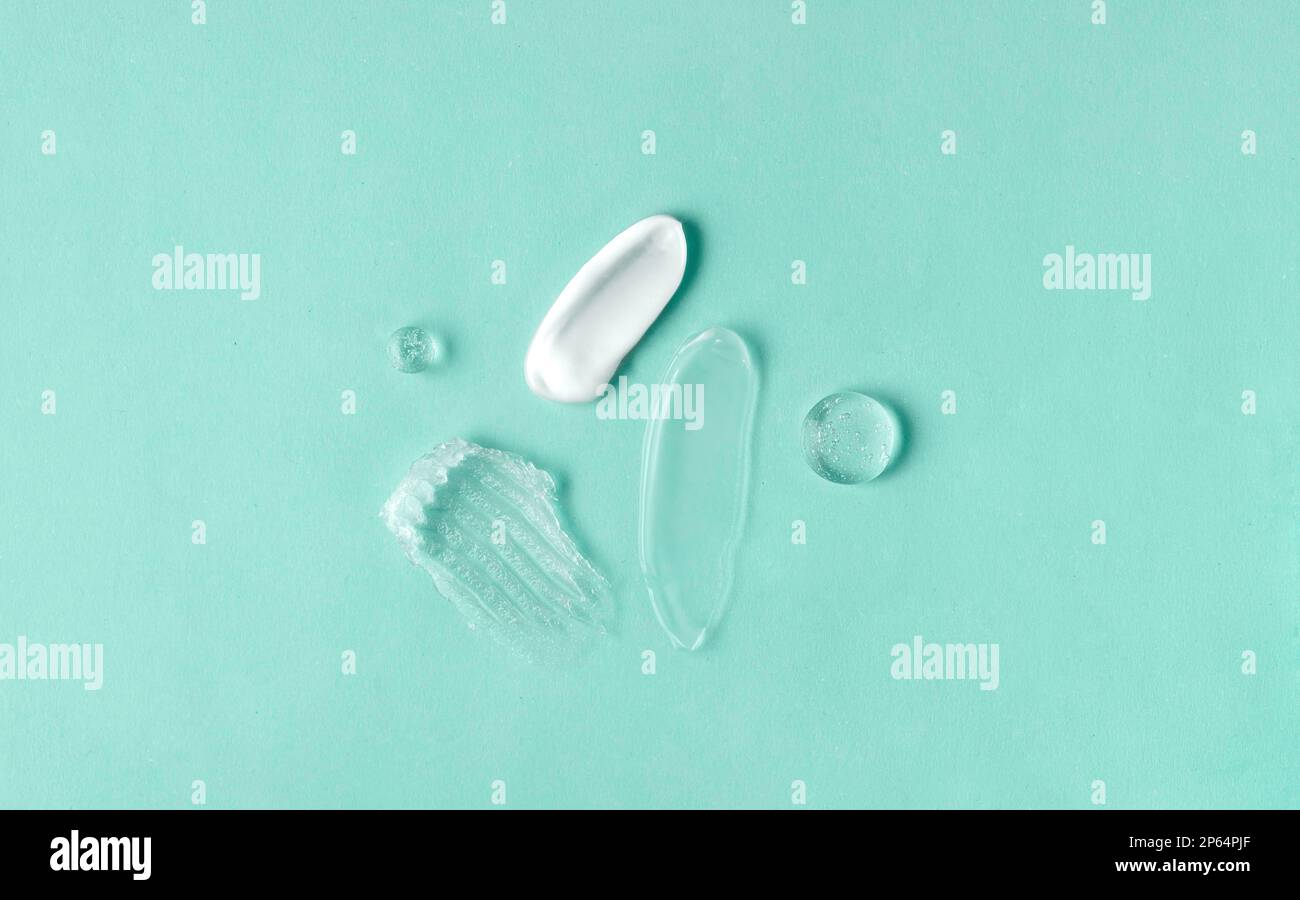Cosmetic lotion transparent gel drops texture background, green Stock ...