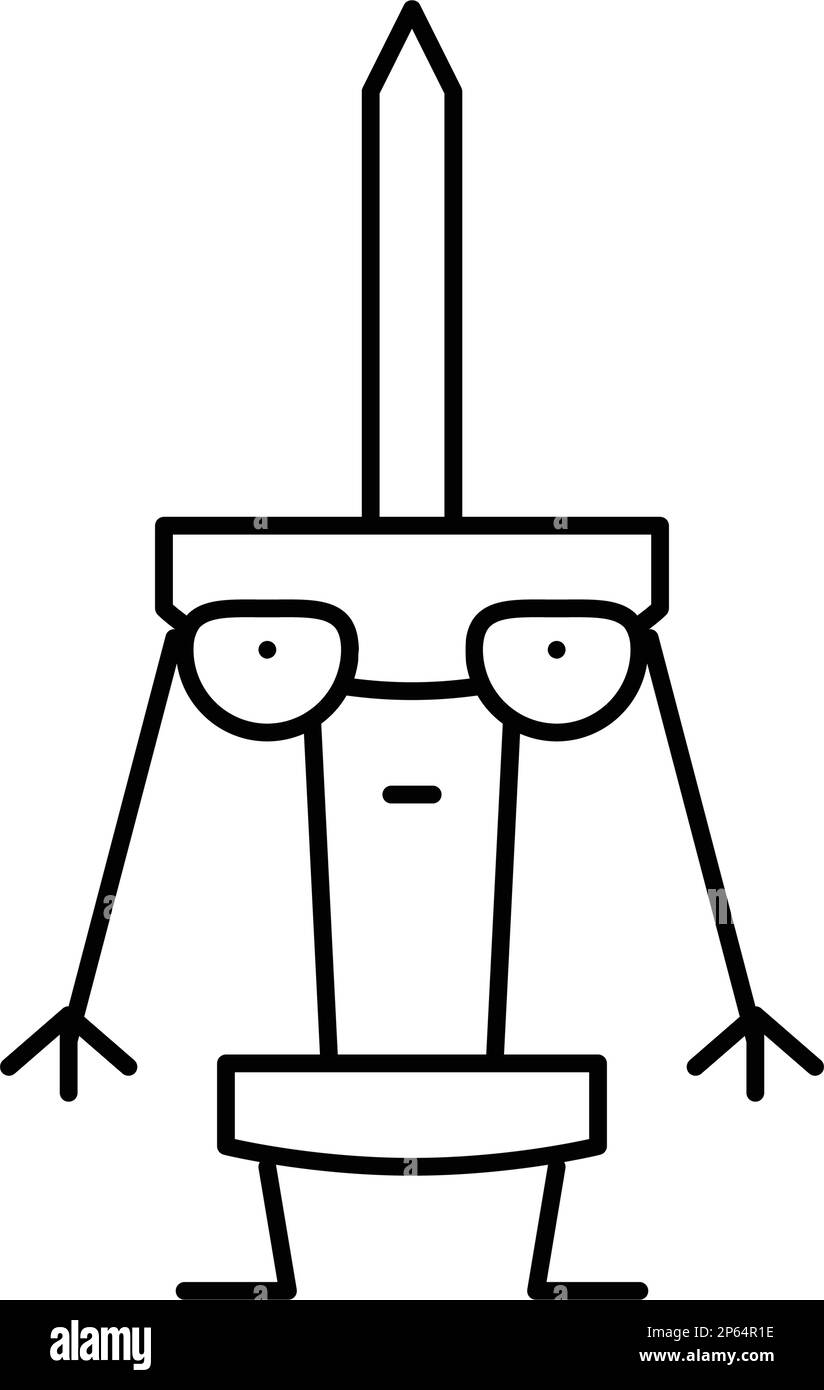 push pin school character line icon vector illustration Stock Vector ...