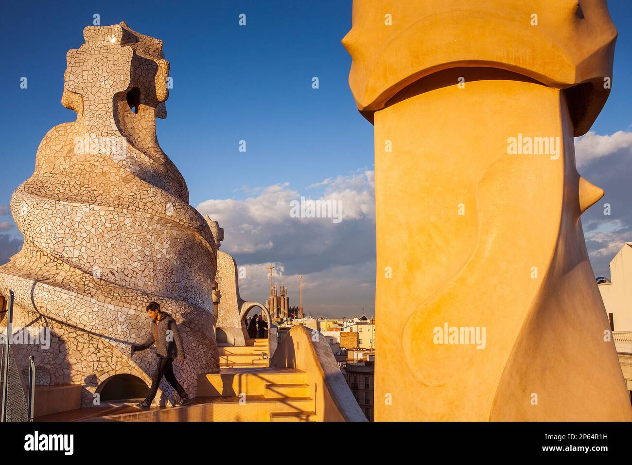 Rooftop Chimneys in Casa Mila, La Pedrera, Barcelona, Catalonia, Spain ...