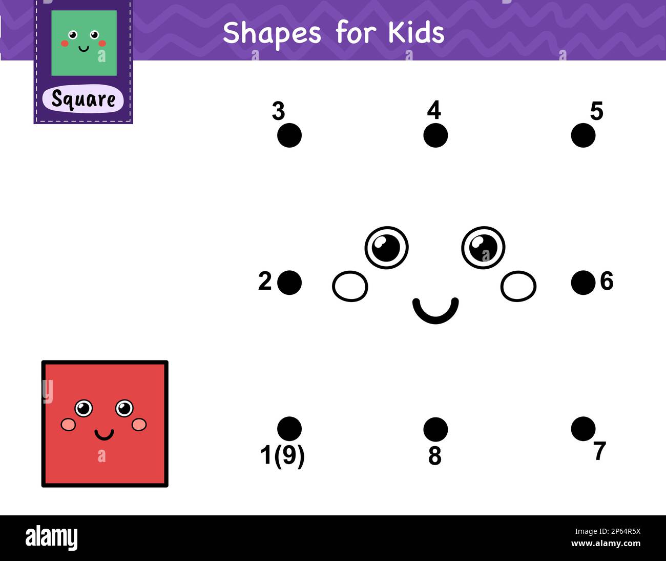Connect the dots and draw a cute square. Dot to dot number game for ...