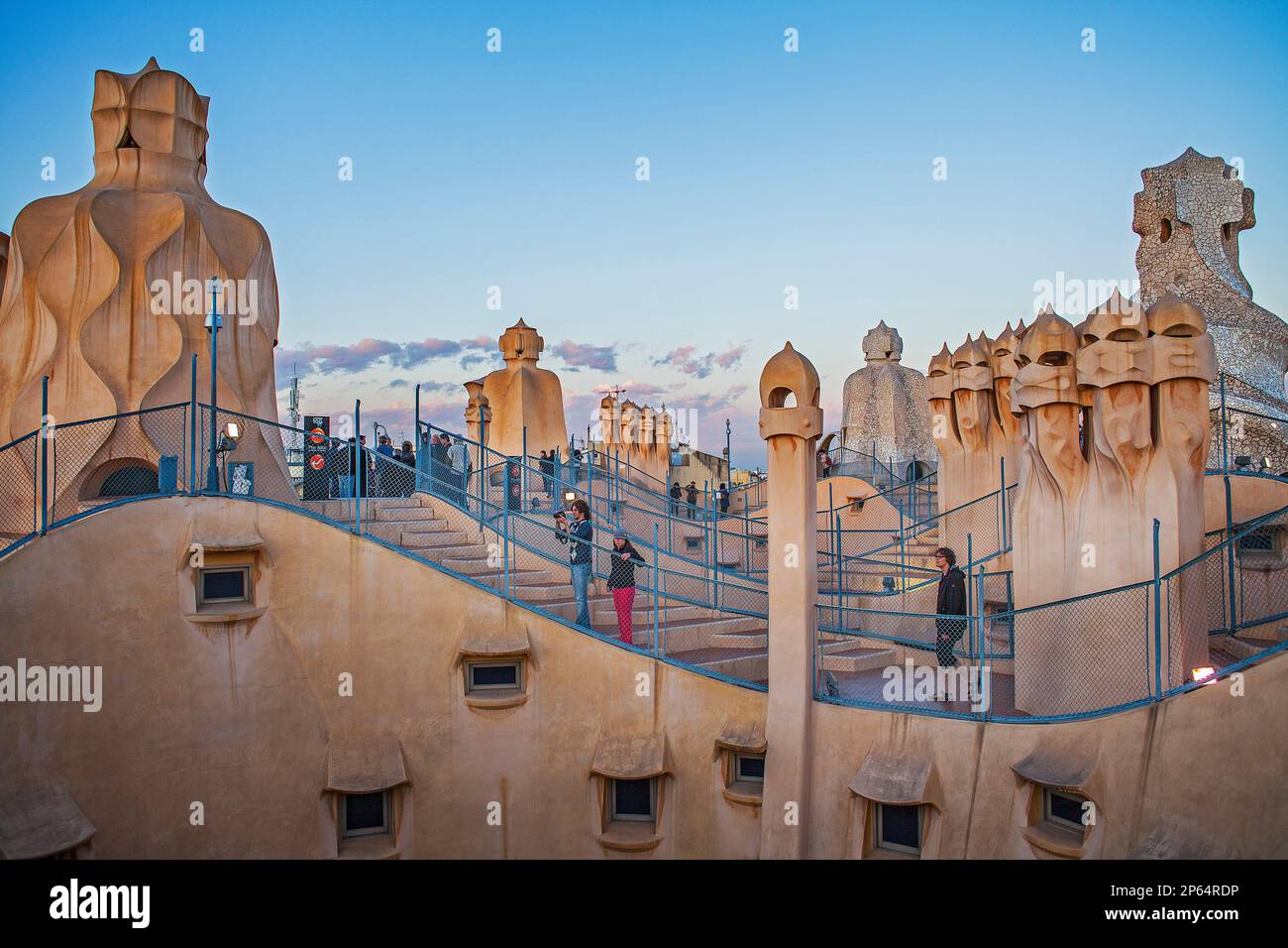 Rooftop Chimneys in Casa Mila, La Pedrera, Barcelona, Catalonia, Spain ...