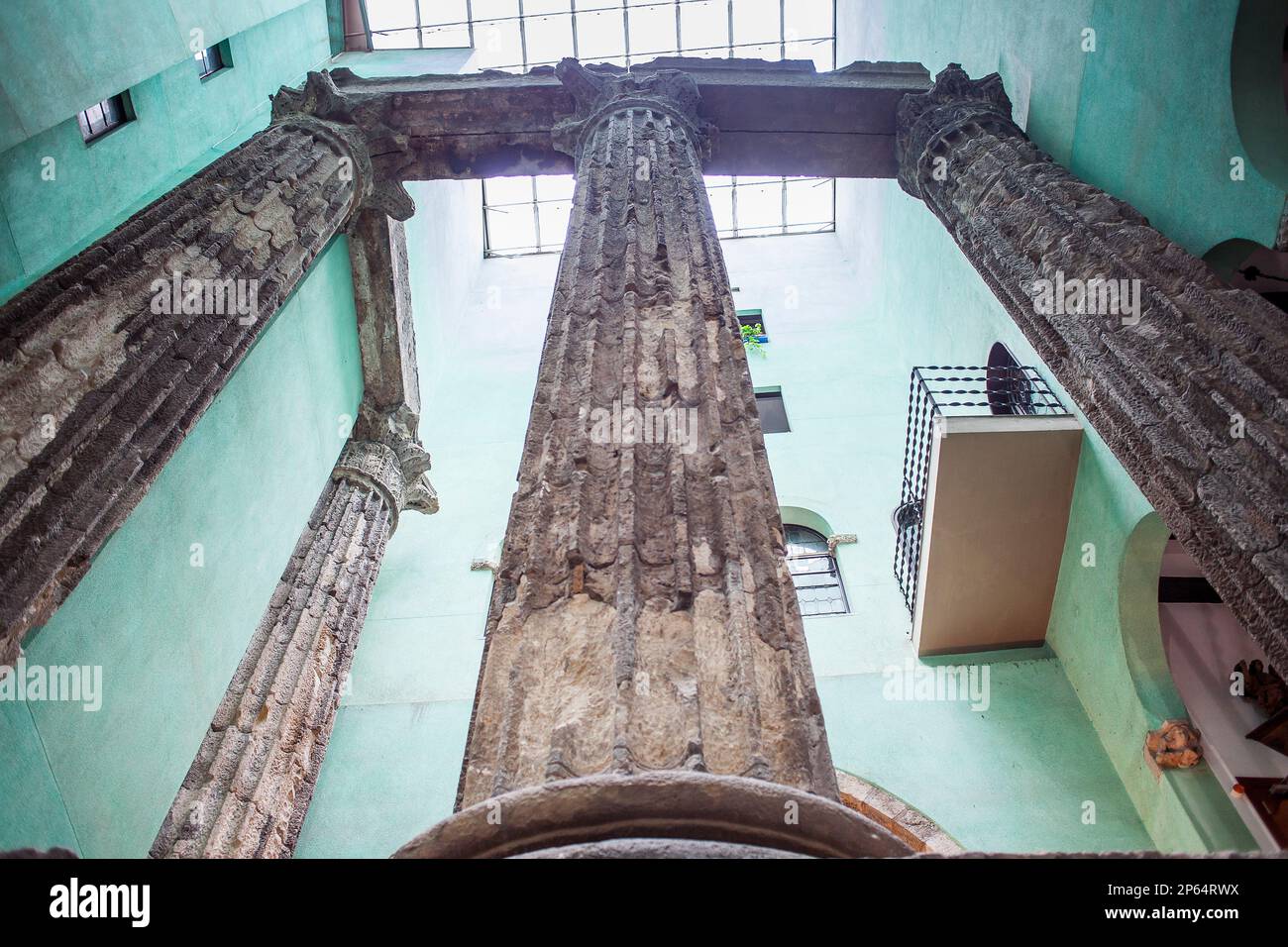columns from the roman August temple, Gothic Quarter, Barcelona ...