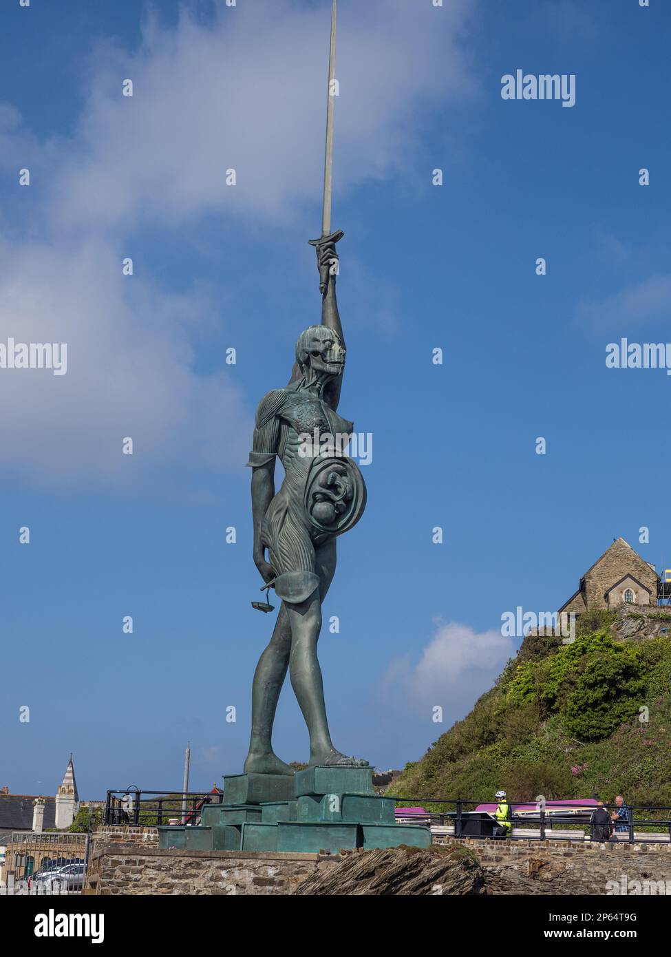 Statue Verity by Damien Hurst made of steel and bronze on the pier ...