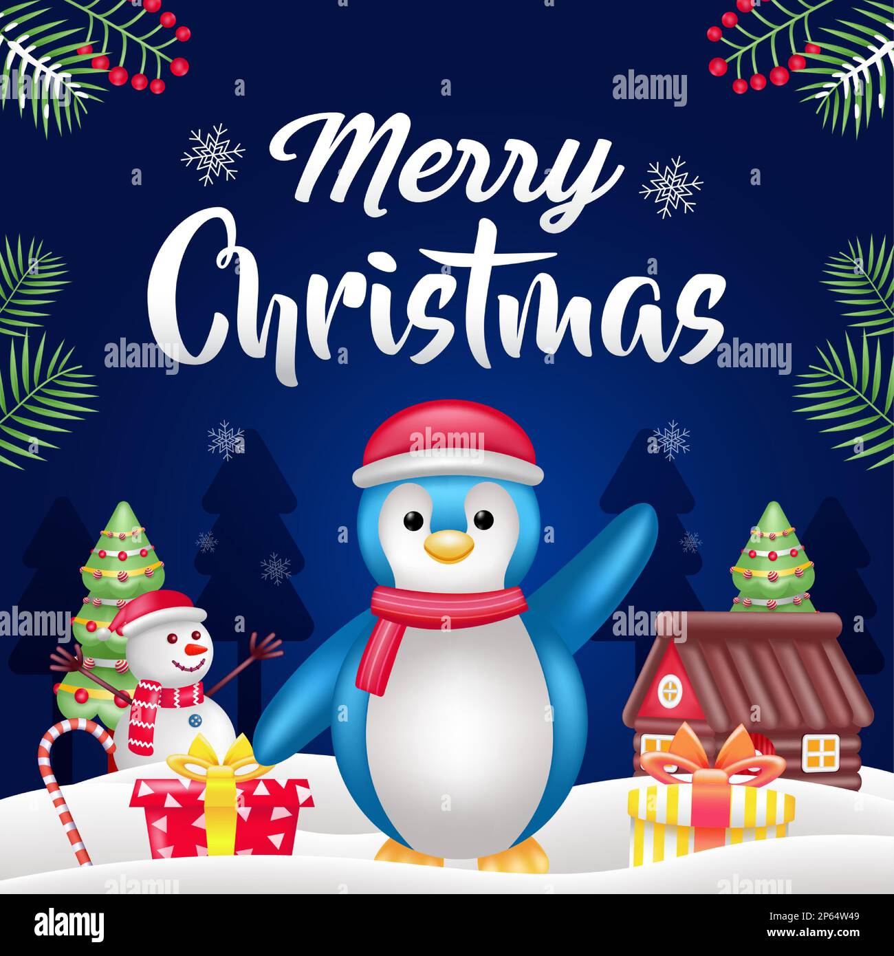 Christmas cartoon penguin Stock Vector Images - Alamy