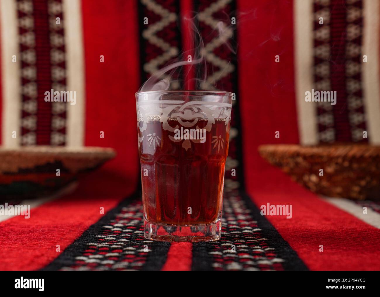 Iconic Arabian fabric is graced with symbols of Arabia, in particular ...