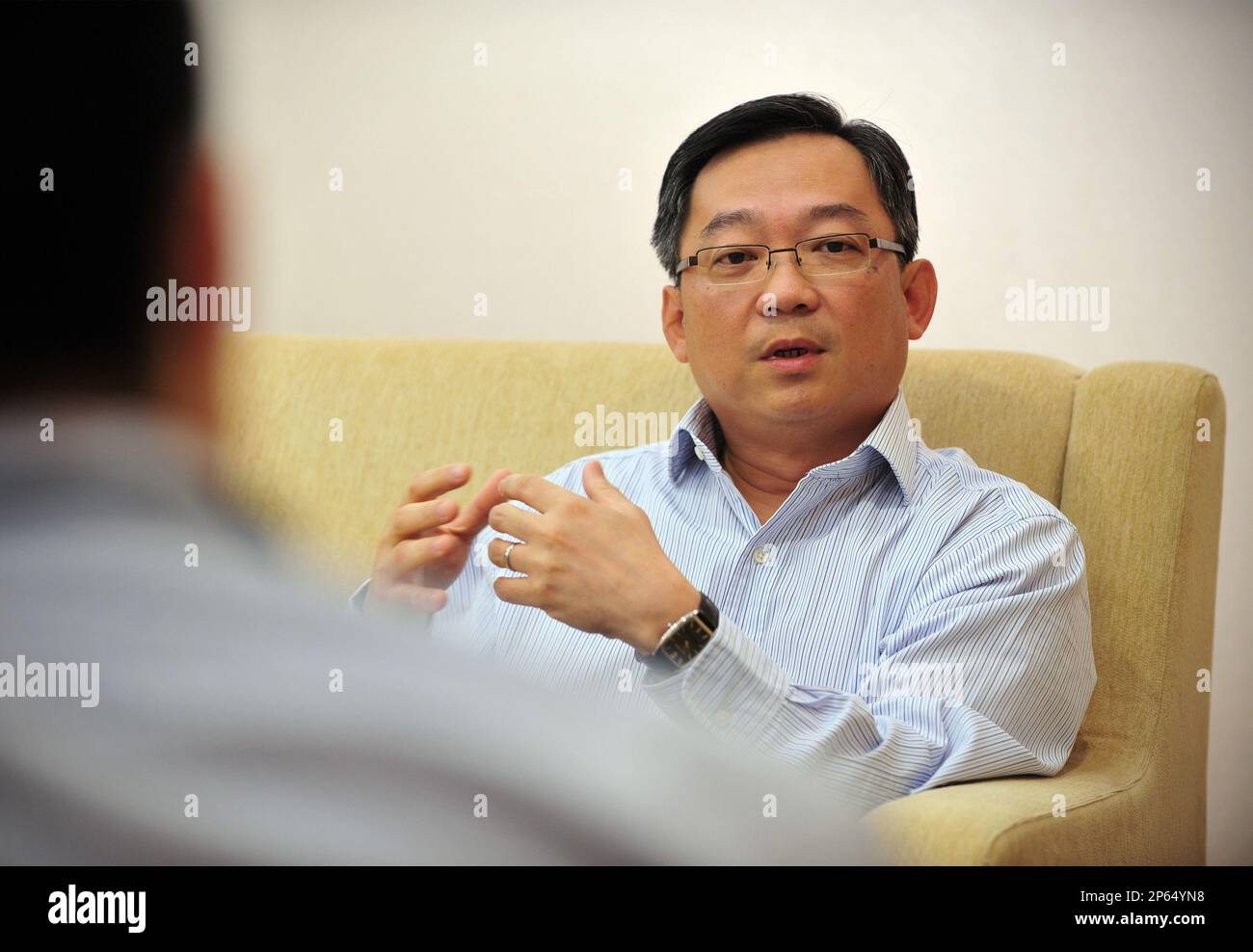 The Singapore Minister for Manpower, Mr Gan Kim Yong, at an interview ...