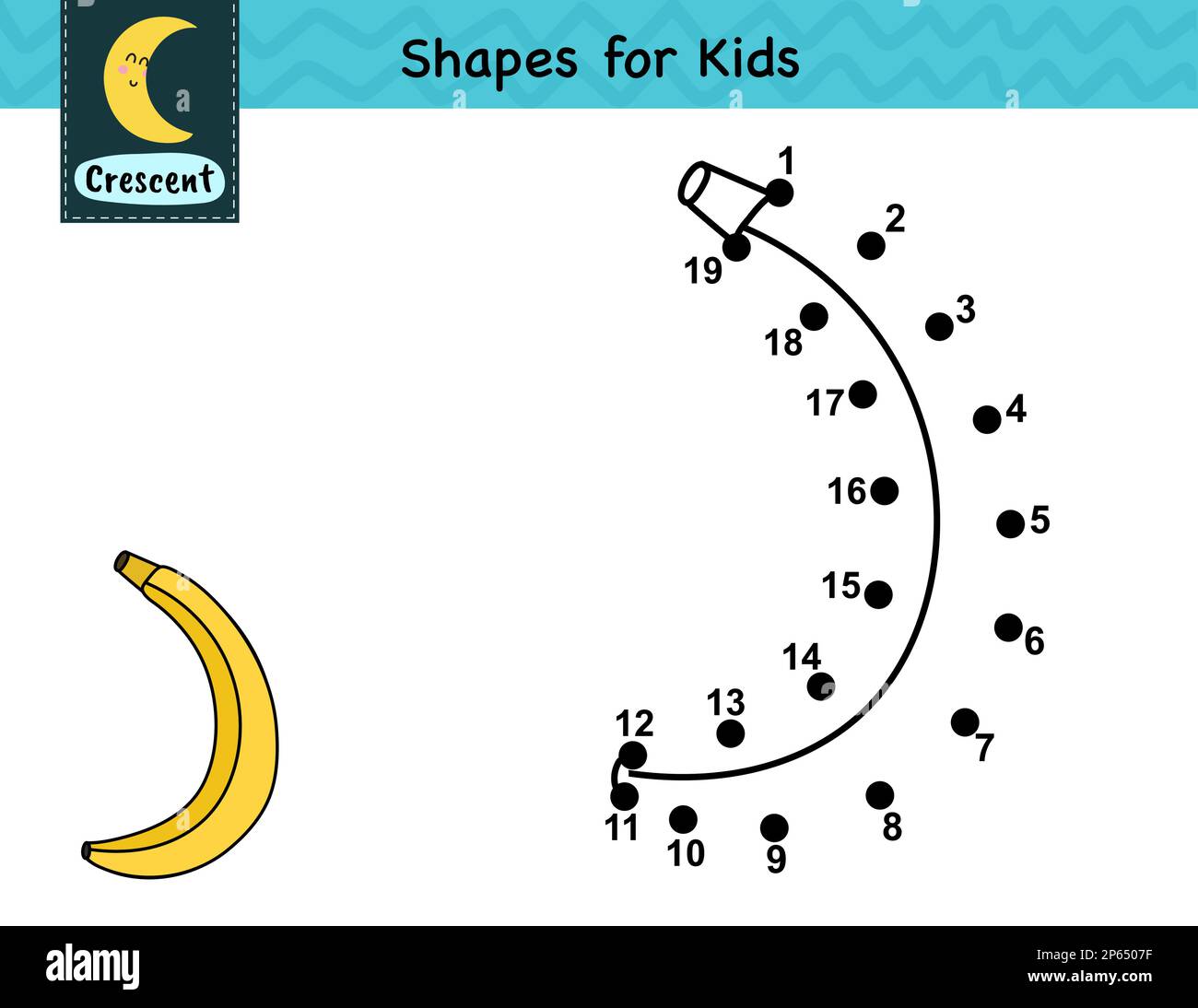 Connect the dots and draw a banana. Dot to dot number game for kids ...