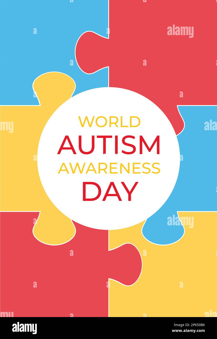 Banner For World Autism Awareness Day, Puzzles On Postcard Vector ...