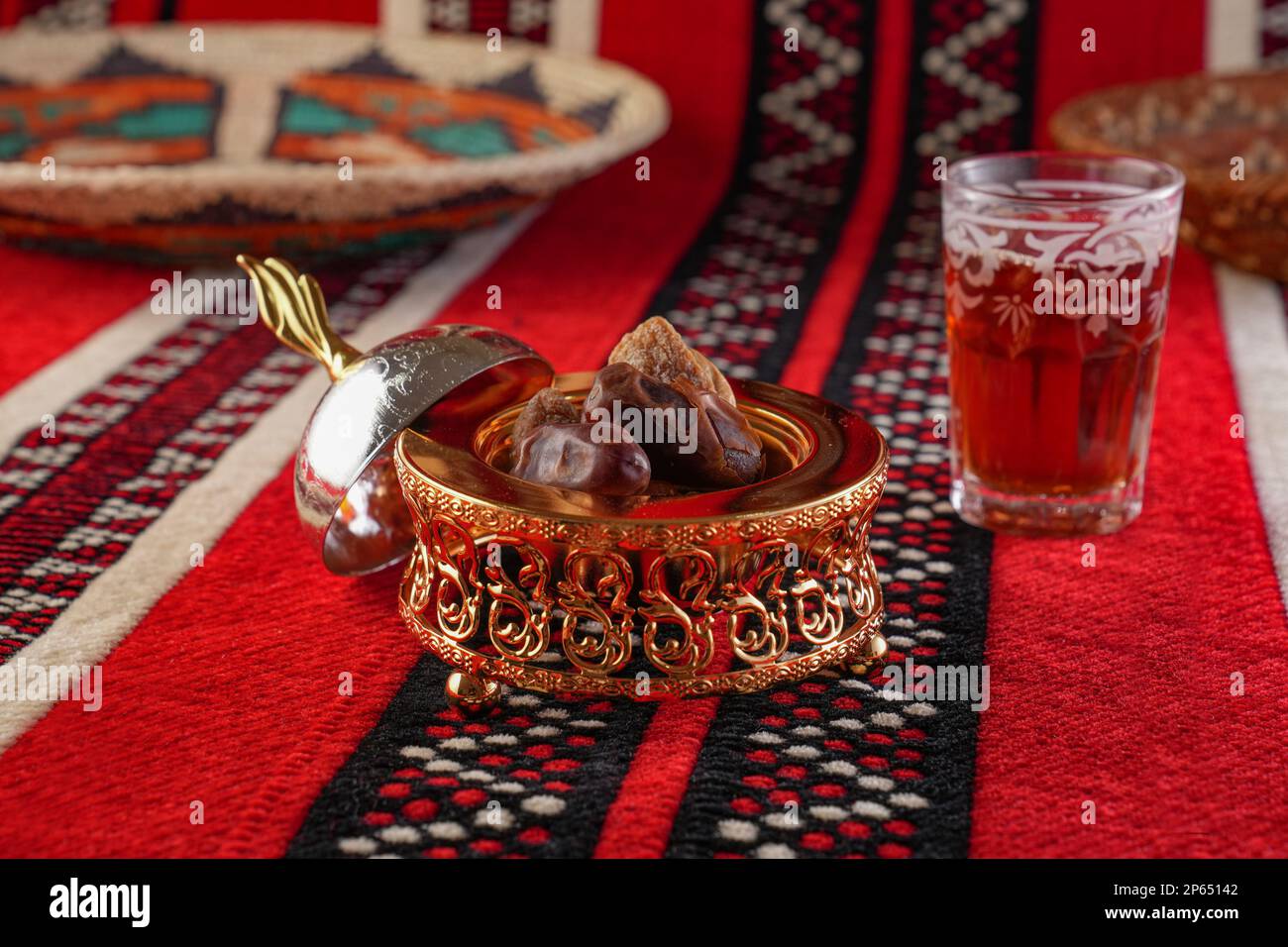 Iconic Arabian fabric is graced with symbols of Arabia, in particular ...