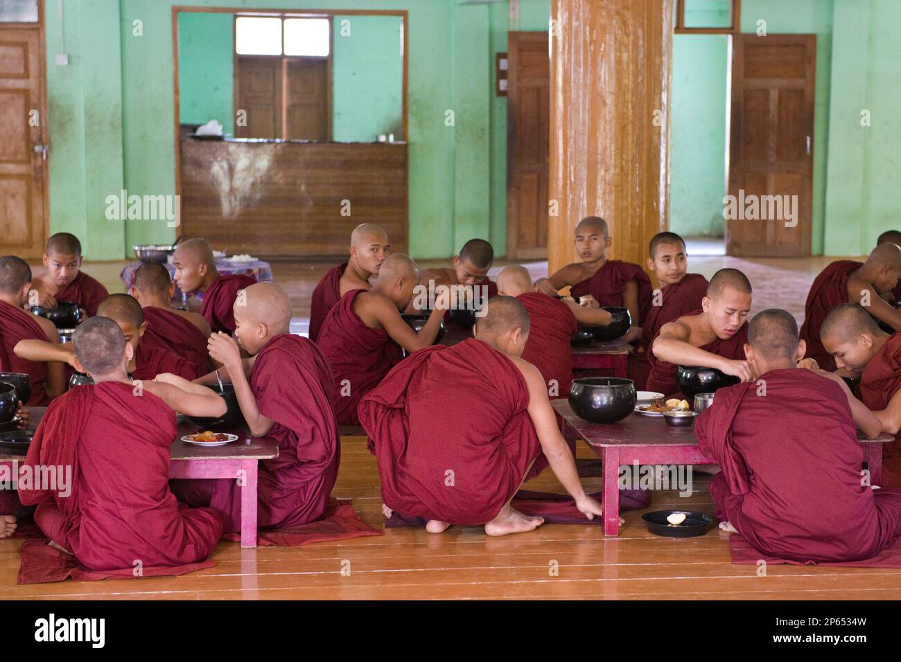 Myanmar, Mingun, daily life inside monastery Stock Photo - Alamy