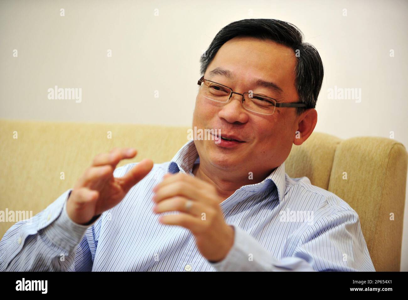 The Singapore Minister for Manpower, Mr Gan Kim Yong, at an interview ...