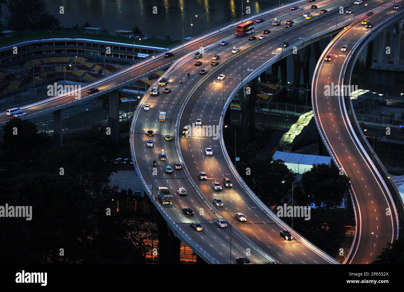 Vehicular traffic on the Benjamin Sheares Bridge, which was opened in ...
