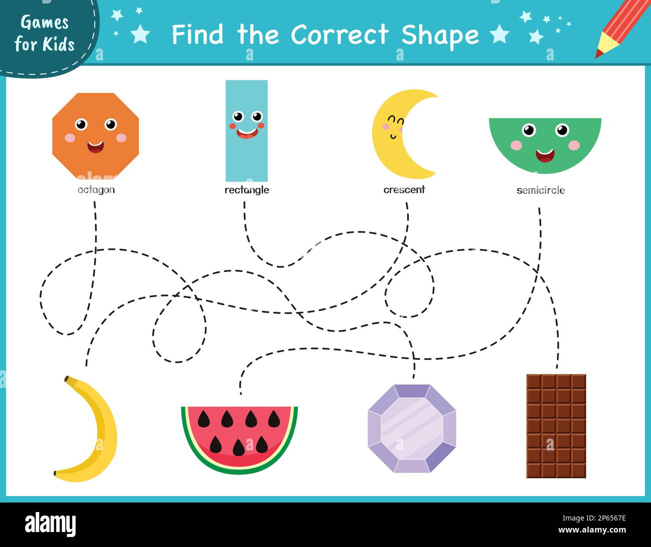 Find the correct shape. Maze game for kids. Learning shapes activity ...