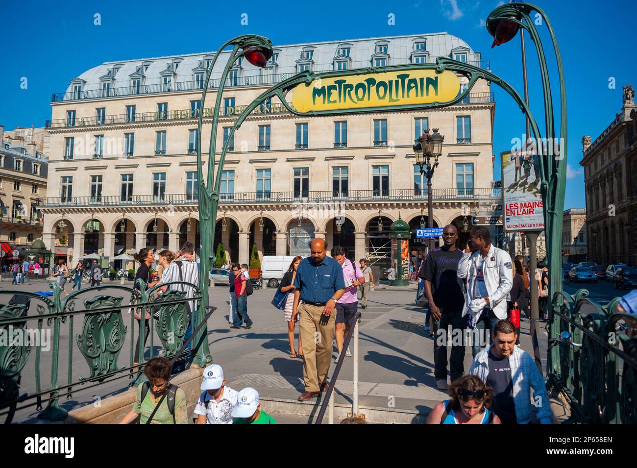 Paris, France, Crowd People, Tourists at Vintage Parisian Metro Subway ...