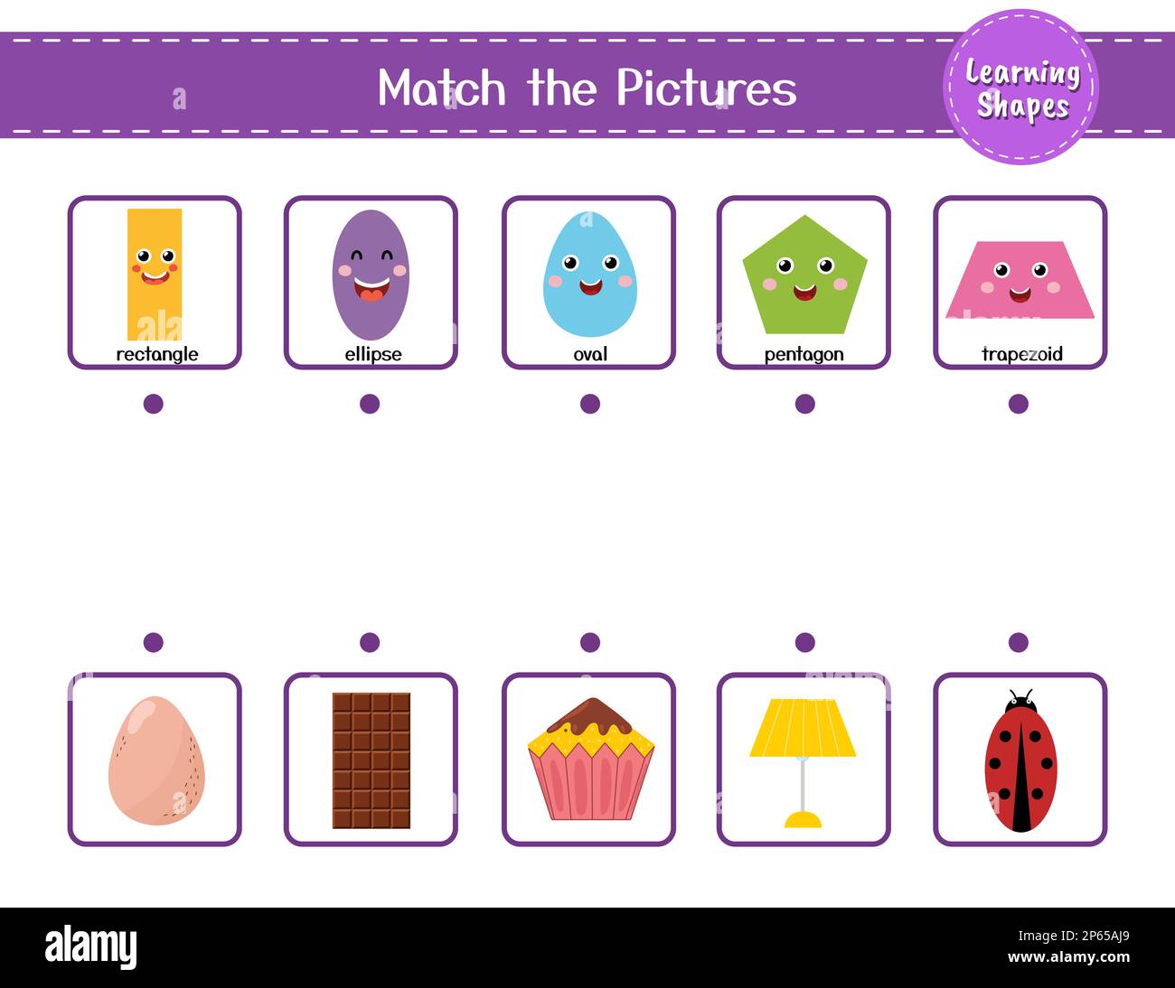 Shapes matching game for kids. Find the correct objects puzzle Stock ...