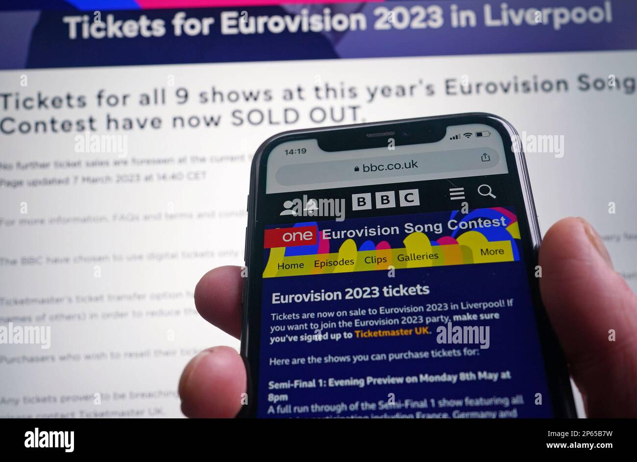A view of the a phone screen displaying a Eurovision Song Contest ...