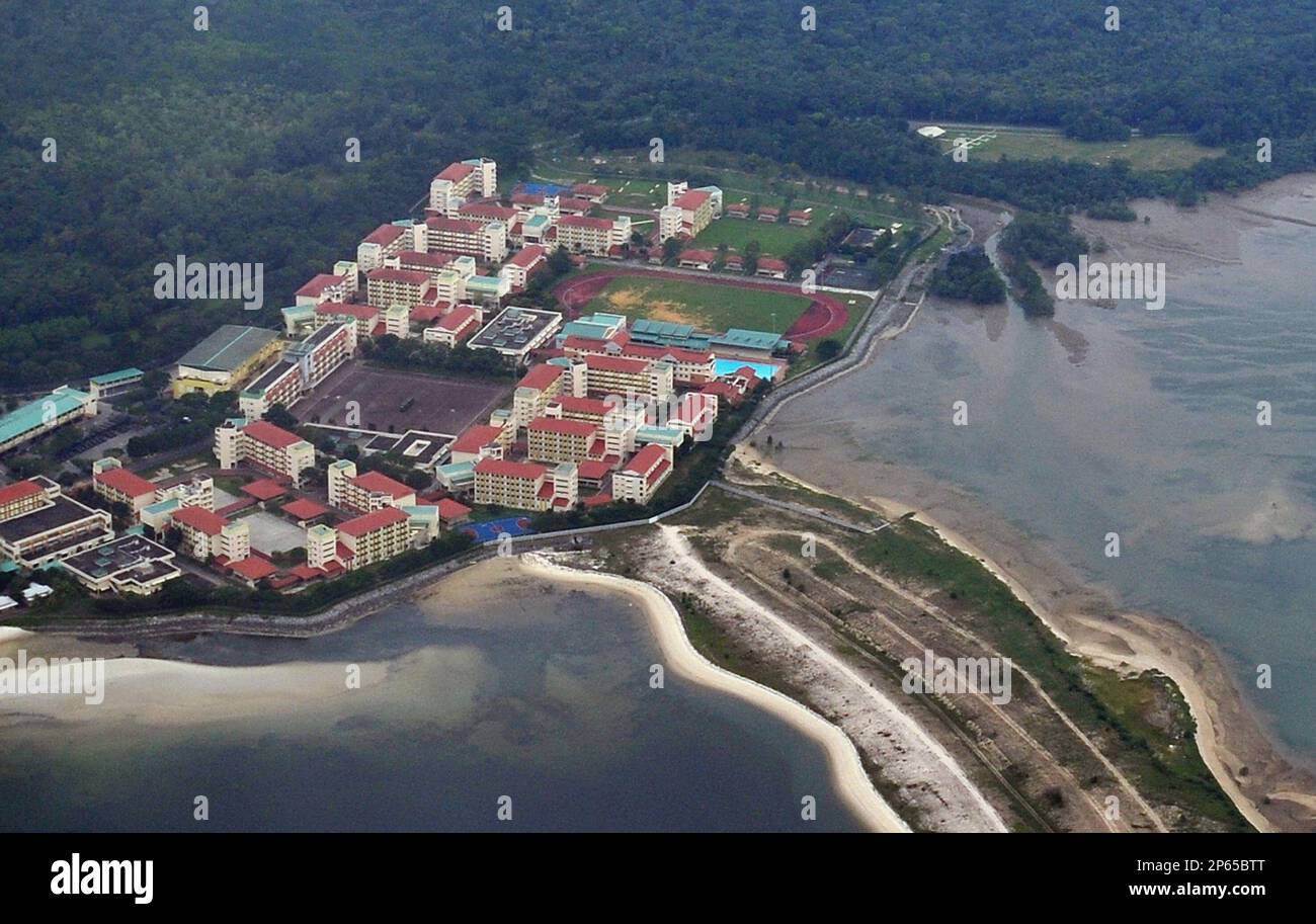 An aerial view of Pulau Tekong and the Basic Military Training Centre ...