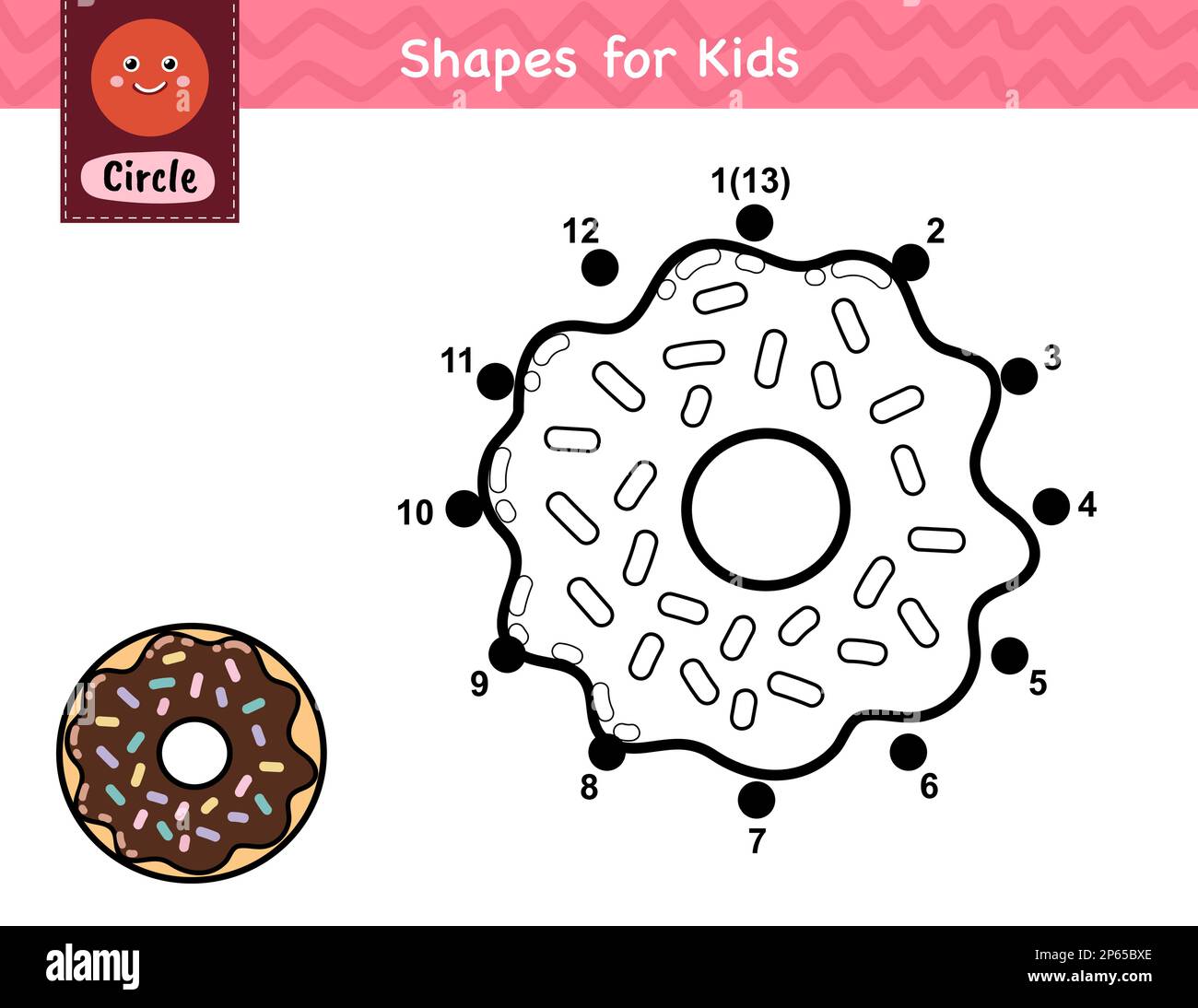 Connect the dots and draw a donut. Dot to dot number game for kids ...
