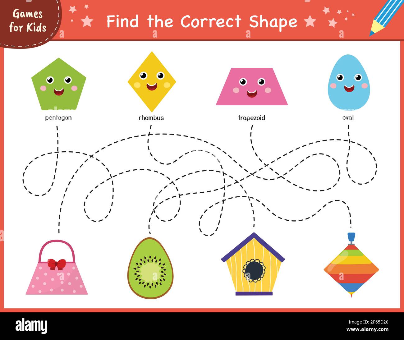 Find the correct shape puzzle game. Maze for kids Stock Vector Image ...