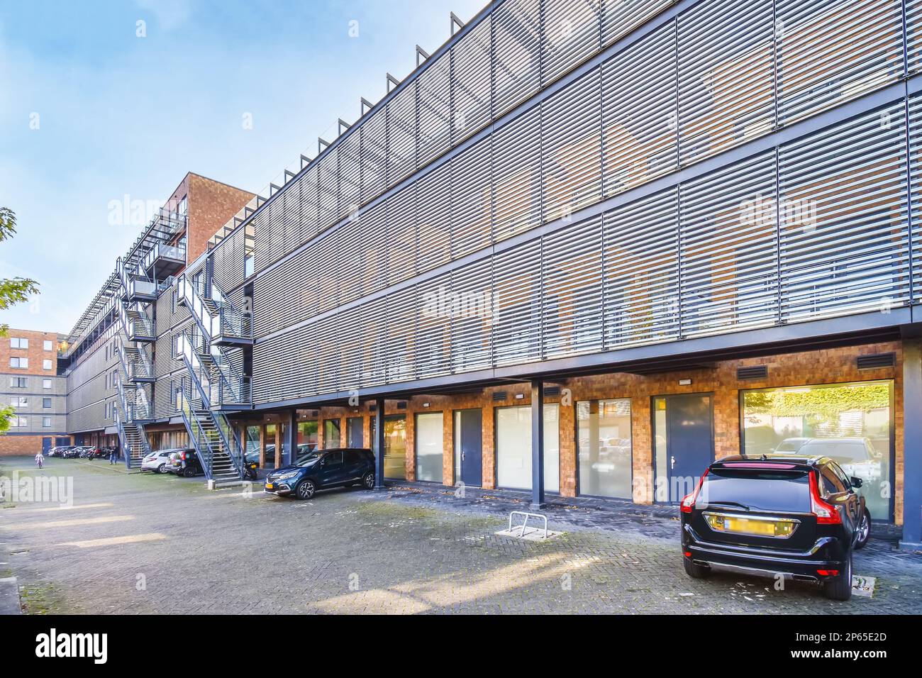 Amsterdam, Netherlands - 10 April, 2021: an empty parking with cars ...