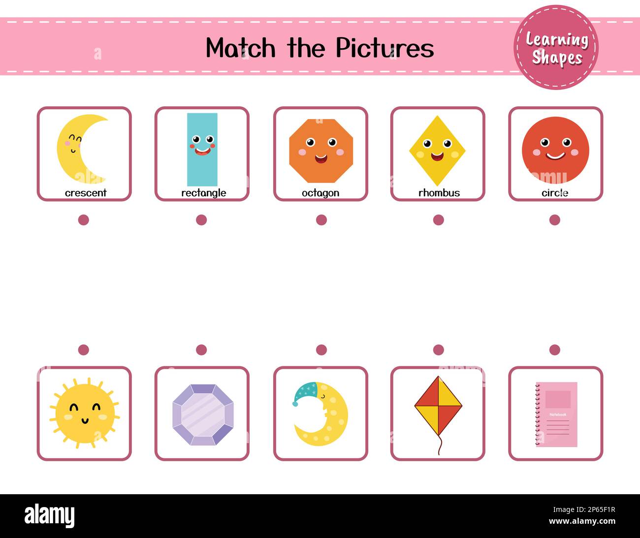 Shapes matching game for kids. Find the correct objects puzzle Stock ...