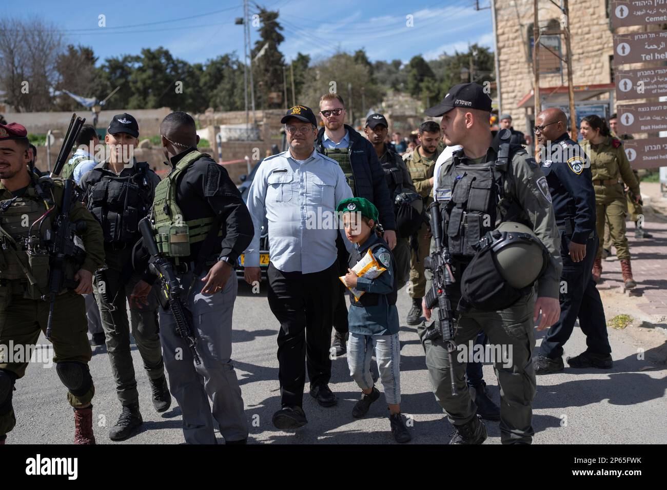 Israeli Minister of National Security Itamar Ben-Gvir, center, dressed ...