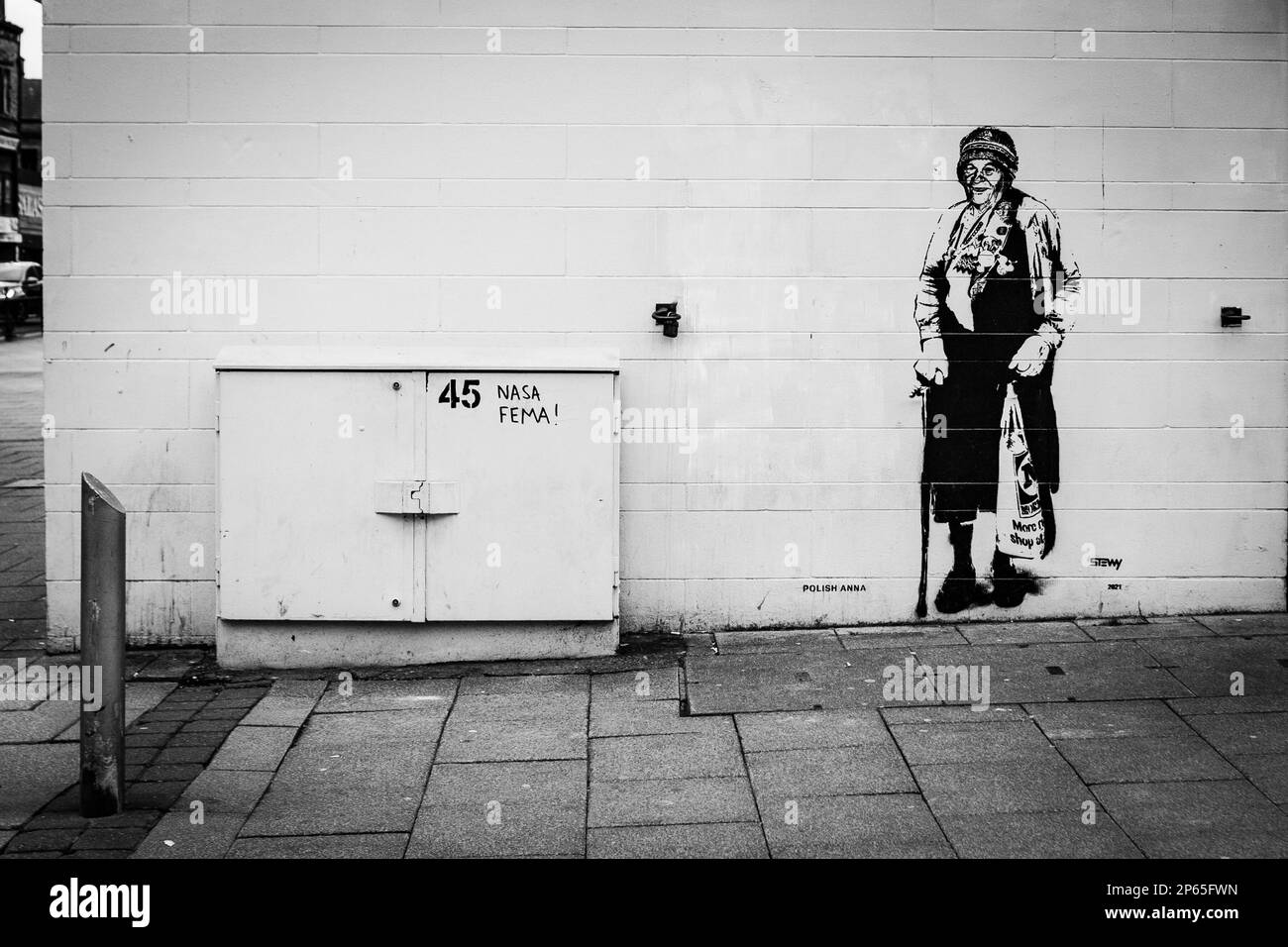 Street art of Polish Anna, a local character in Bradford City Centre ...